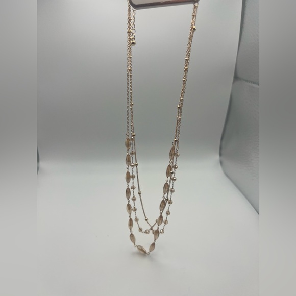 Avant | Jewelry | 21 Gold Triple Layer With Champagne Beads Nwt ...
